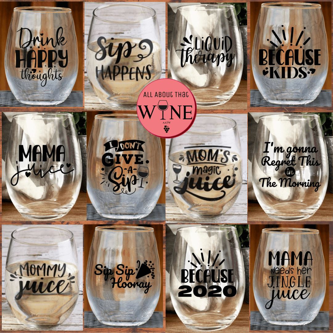 Fun Alcohol Humour Stemless Glasses | All About That Wine