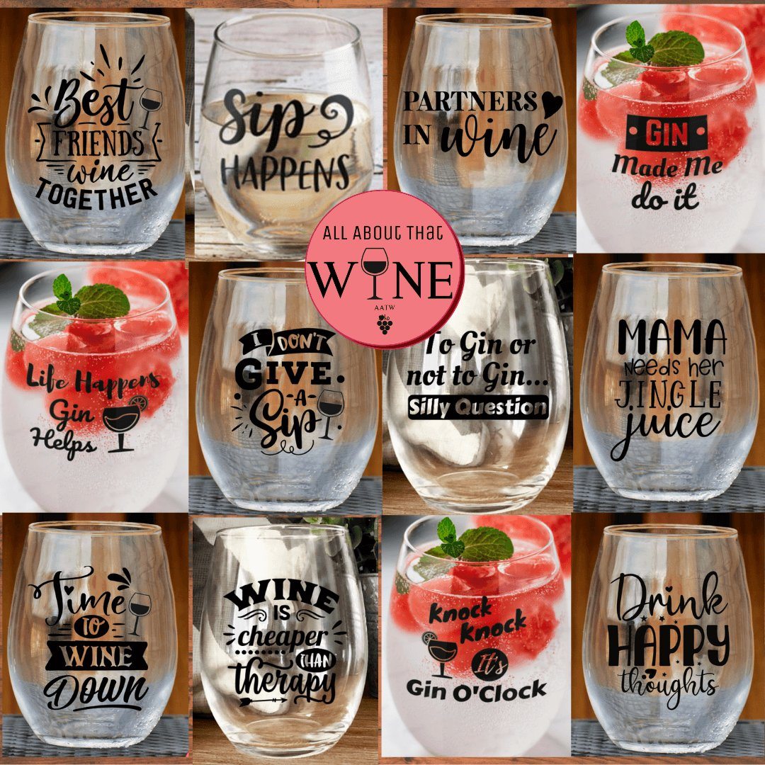 Fun Stemless Wine Glasses | All About That Wine